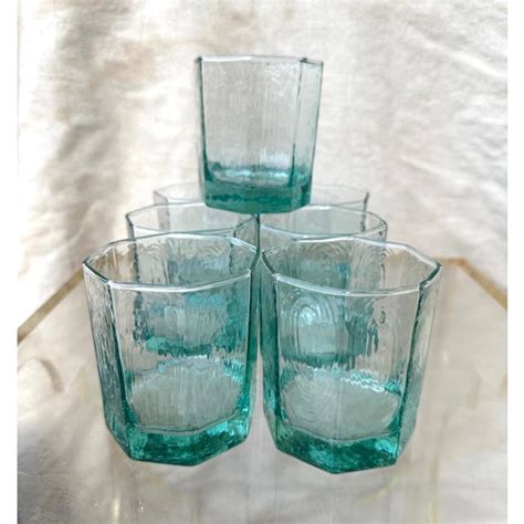 Vintage Libby Facets Green Hexagonal Old Fashion Glassware A Set Chairish