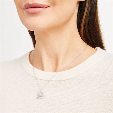 True Fans Chicago Bears 1 10 Ct T W Diamond Logo Necklace In Sterling Silver Kay