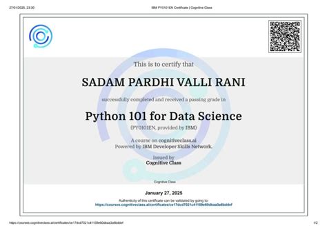 Python Datascience Certification Learning Professionalgrowth Ibm… Pardhi Sadam