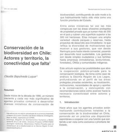 Pdf Conservación De La Biodiversidad En Chile Actores Y Mingaonlineuachclpdfracsn7