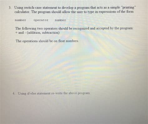 Solved 3 Using Switch Case Statement To Develop A Program