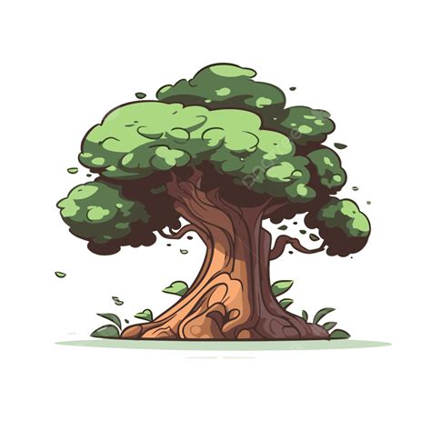 Simple Tree Vector Sticker Clipart Cartoon Tree In The Village