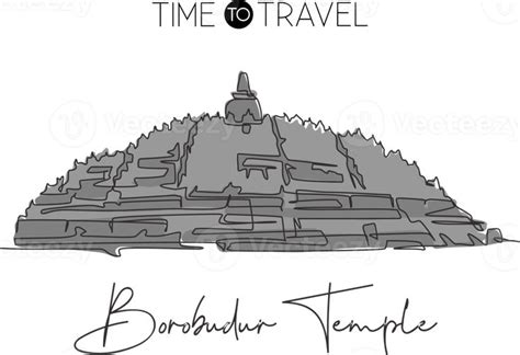 One Single Line Drawing Candi Borobudur Temple Landmark