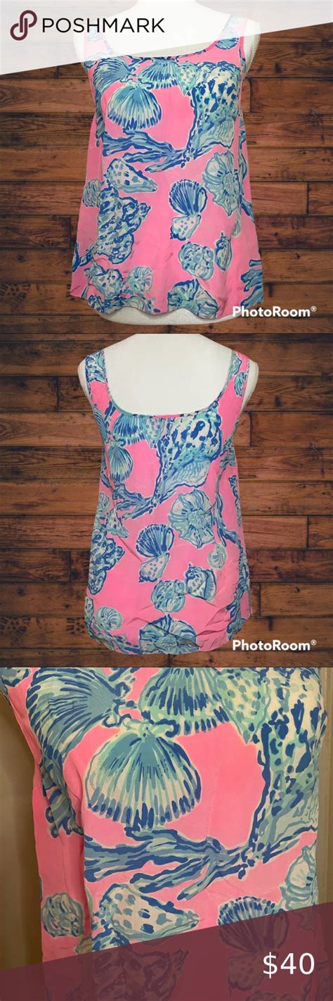 Lilly Pulitzer Silk Cosmos Shells Tank Bare Foot Princess Pink Pout