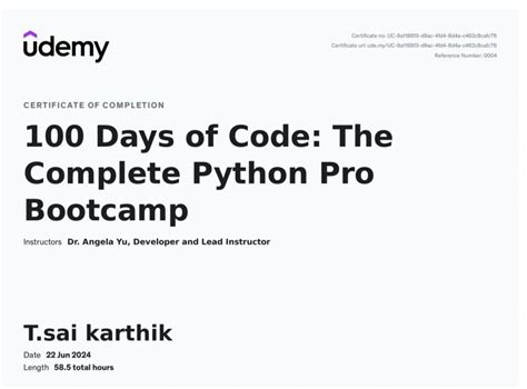 Completed 100 Days Of Python Programming Bootcamp Thummala Sai