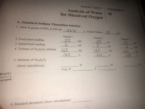 Solved Report Sheet Experiment Analysis Of Water 35 For