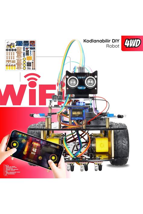 robothink arduino temelli 4 teker robot araba kodlama seti 4wd wifi