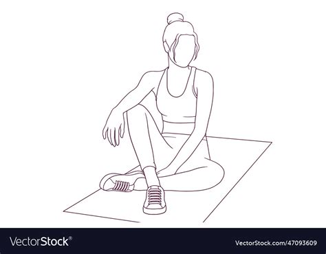 Young Woman Taking A Break On A Matrass After Vector Image