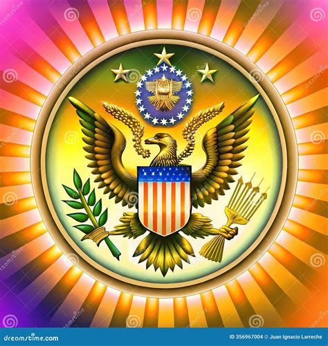 American Flag With Eagle And Shield Symbol Of The United States Of