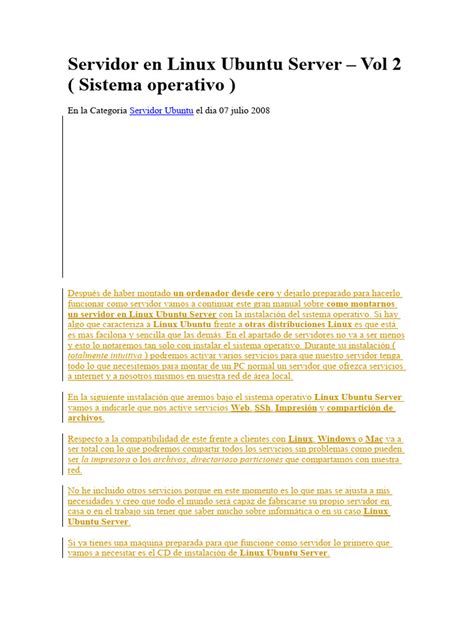 Servidor En Linux Ubuntu Servervol 2 Descargar Gratis Pdf Servidor Computación Informática
