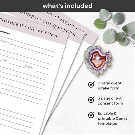 Hypnotherapy Intake Consent Form Bundle Hypnosis Onboarding Packet For