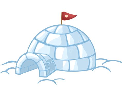 Iglú Caricatura Pequeña Bandera Roja Png Dibujos Iglú Dibujos Animados Iglú Hecho Con Bloques