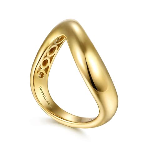 Gabriel And Co 14k Yellow Gold Wave Stackable Ring Skeies Jewelers