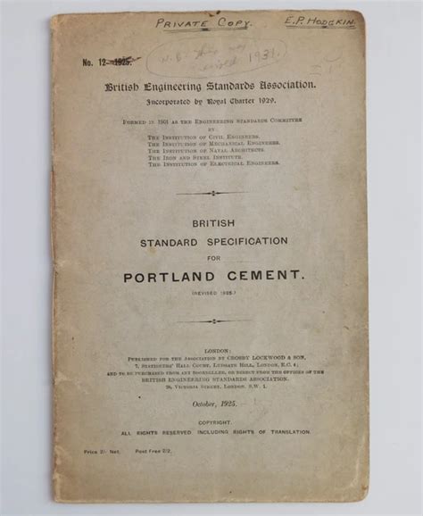 British Standard Specification For Portland Cement Engineering Booklet