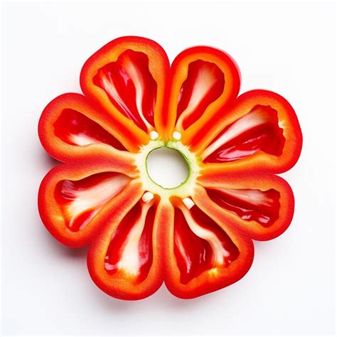 Capsicum Slice On White Background Premium Ai Generated Image