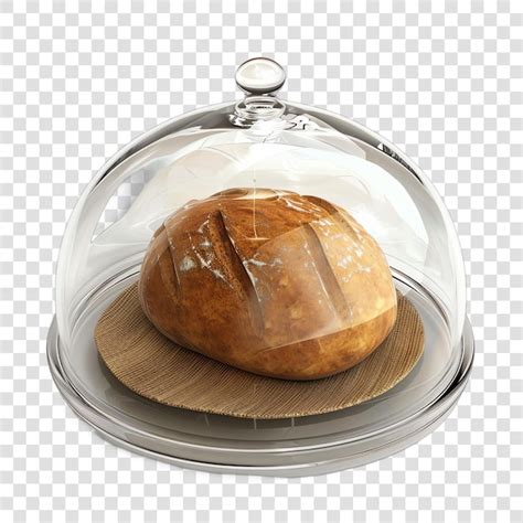 Bread Inside Glass Dome With A Glass Handle Realistic Isolated On