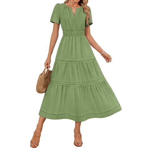 Plus Size Summer Dresses Womens Fashion Sexy Solid Short Sleeve V