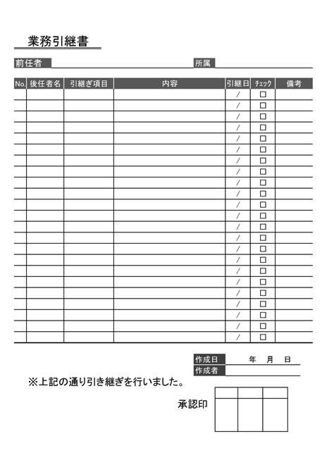 わかりやすい引き継ぎ書 引継ぎ書の書き方例文 Jqpgg