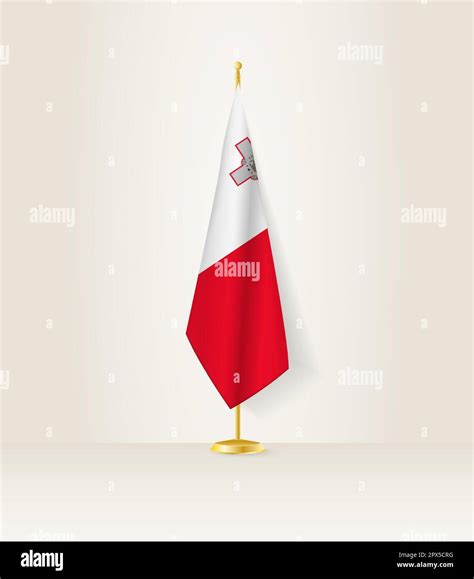 Malta Flag On A Flag Stand Vector Illustration Stock Vector Image And Art Alamy
