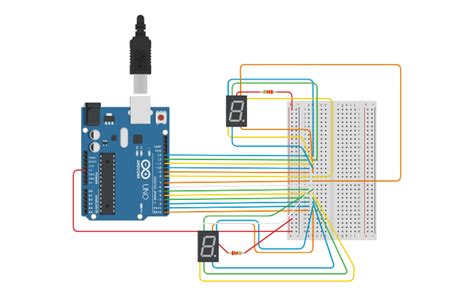 Circuit Design Dois Displays De 7 Segmentos Tinkercad