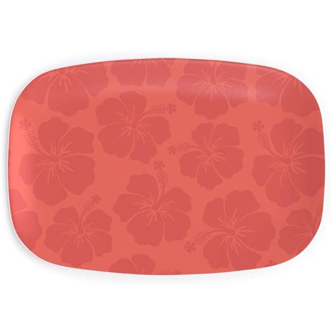 Hibiscus Florals Coral And Red Serving Platter Shutterfly