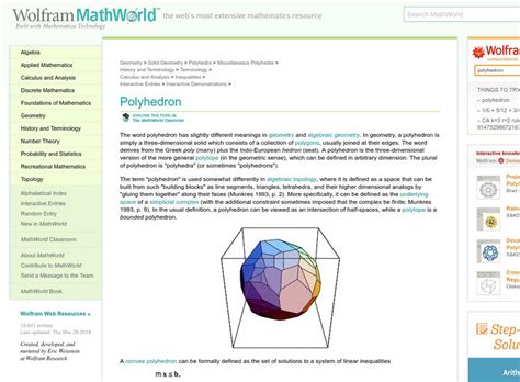 Wolfram Math World Polyhedron Activity For 9th 10th Grade Lesson