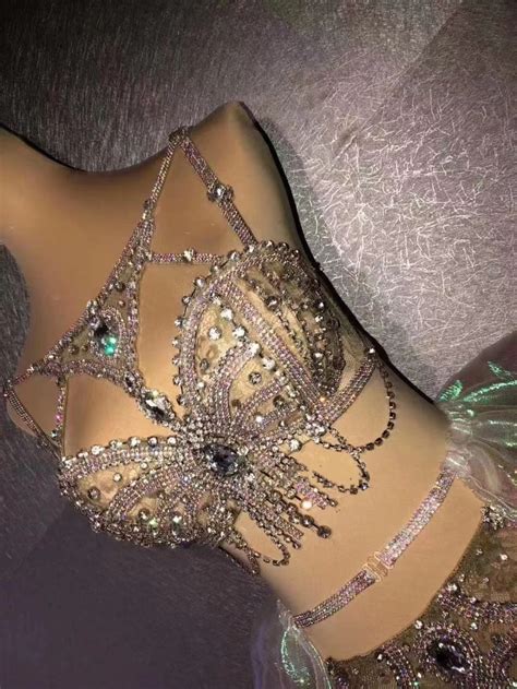 3 Pieces Sexy Bar Party Dj Singer Dance Outfit Glisten Silver