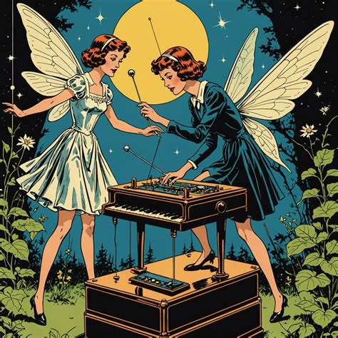 Fairies Play Theremin In Vintage Comic Style Ai Art