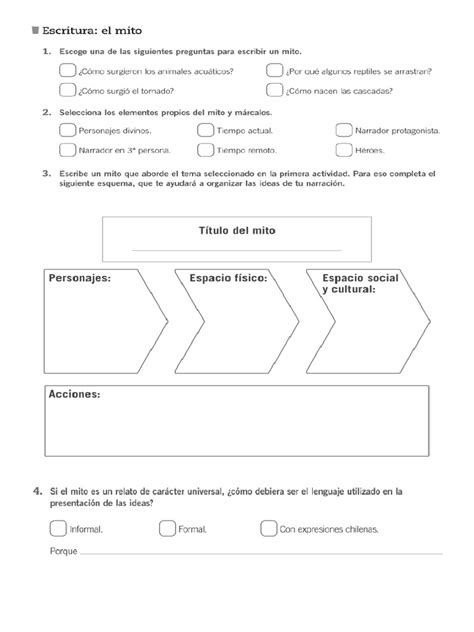 Escritura Mito Sexto Año Pdf