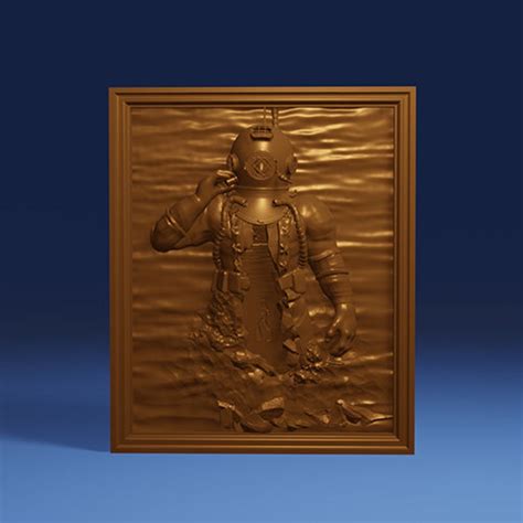 Diver 3d Stl Model Cnc Router Engraver Artcam Aspire Cnc Etsy
