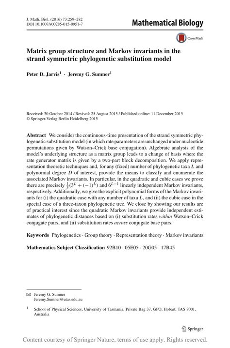 Matrix Group Structure And Markov Invariants In The Strand Symmetric Phylogenetic Substitution Model