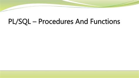 Plsql Introduction And Concepts Ppt