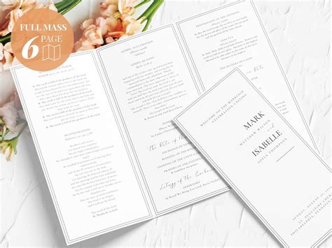 Catholic Wedding Mass Program Booklet Full Mass Trifold Catholic