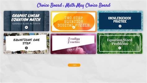 Choice Board Math Choice Board Genially