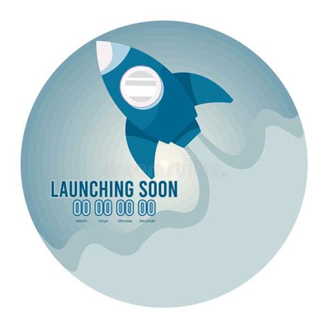 Rocket Launch Countdown Concept Realistic Cute Spaceship With Smoke