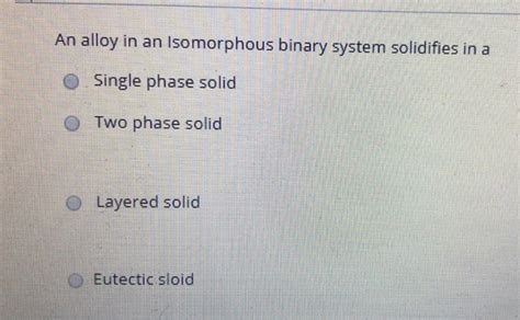 Solved An Alloy In An Isomorphous Binary System Solidifies Chegg