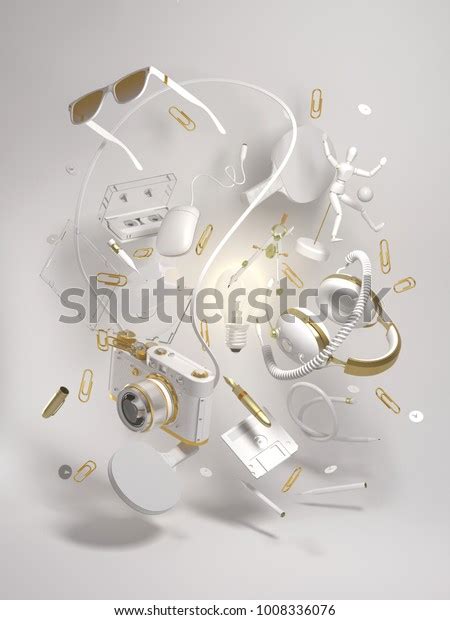 3d Rendering Group Objects Flying Around Stock Illustration 1008336076