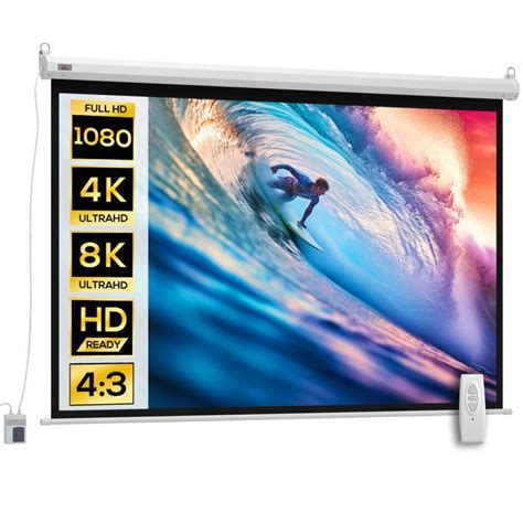 Écran Vidéoprojecteur 84 Pouces Homcom 4 3 4k Hd Motorisé électrique Mural Plafond