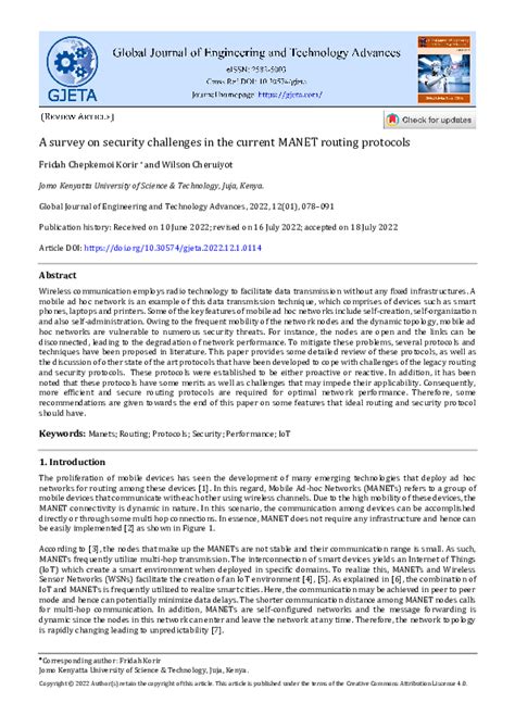 Pdf A Survey On Security Challenges In The Current Manet Routing
