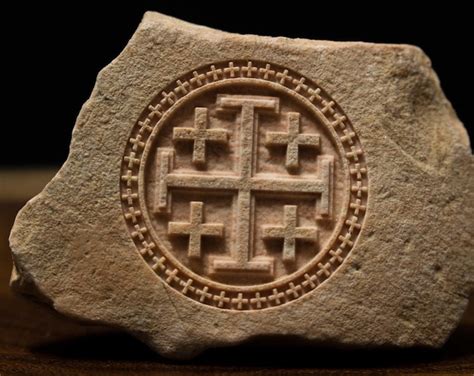 Jerusalem Crusader Cross Engraved Stone Art Knights Templar Christian