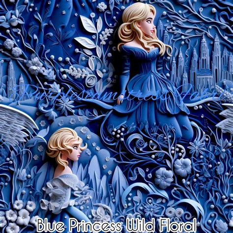 Faux Blue Princess Wild Flowers Purpleseamstress Fabric