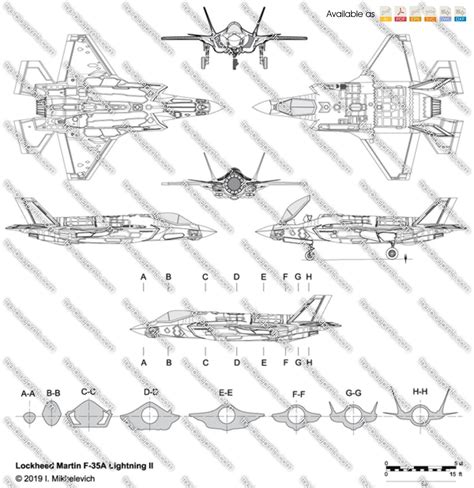 Lockheed Martin F 35a Lightning Ii Vector Drawing Vector Drawing