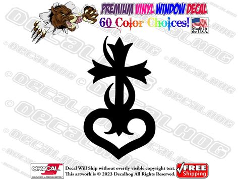 Sacred Heart Of Christ Jesus Fire Cross Vinyl Decal Car Truck Laptop
