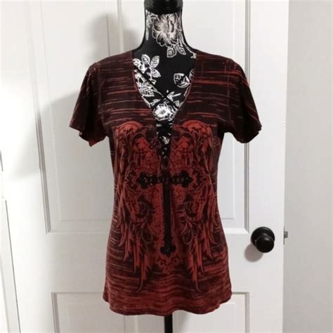 Affliction Tops Affliction Sacred Hope Wings Ss Tee Poshmark