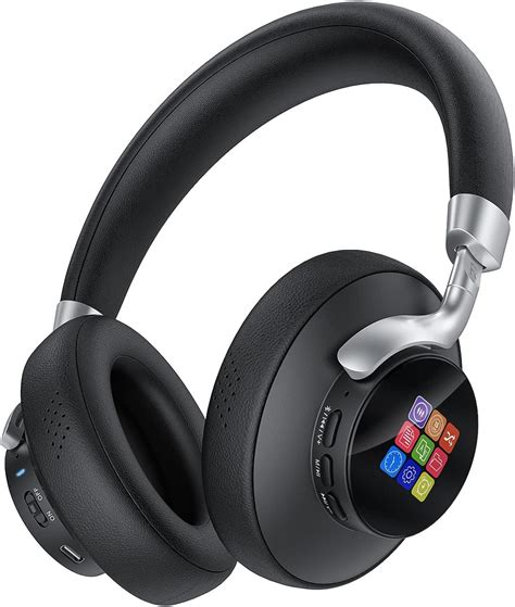 Nukied Wireless Bluetooth Headphones With Dual Lcd Screen Over Ear Headphones With Microphone