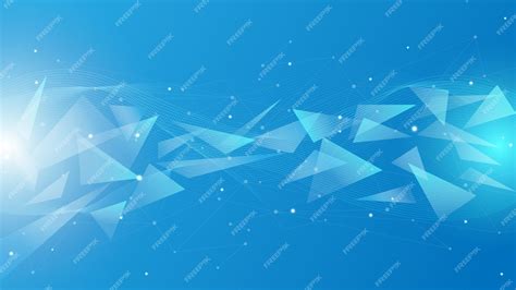 입자 액체 동적 흐름 추상 다각형 공간 연결 점과 선이 있는 배경 빛의 반짝이는 먼지 디자인을 위한 그래픽 개념 파란색 배경 프리미엄 벡터