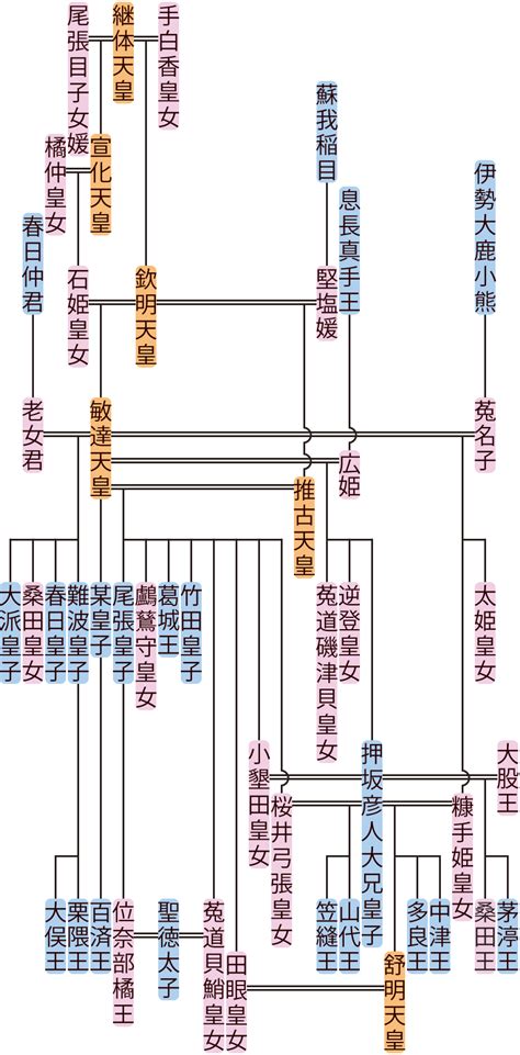 継体天皇〜斉明天皇の系図 ねっこのえくり