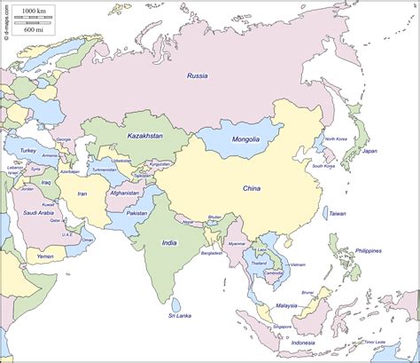Asia Map Without Names