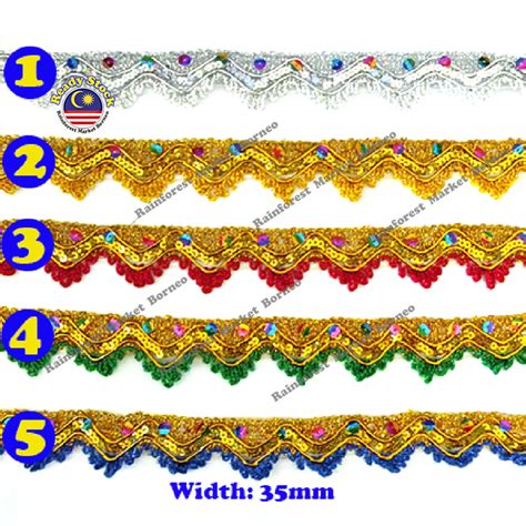 Ja2385 Silver Gold Lace Ribbon 35mm 🇲🇾 Renda For Diy Costume Making