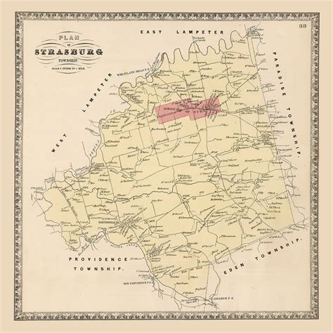 1864 Map Of Strasburg Township Lancaster County Pennsylvania Etsy
